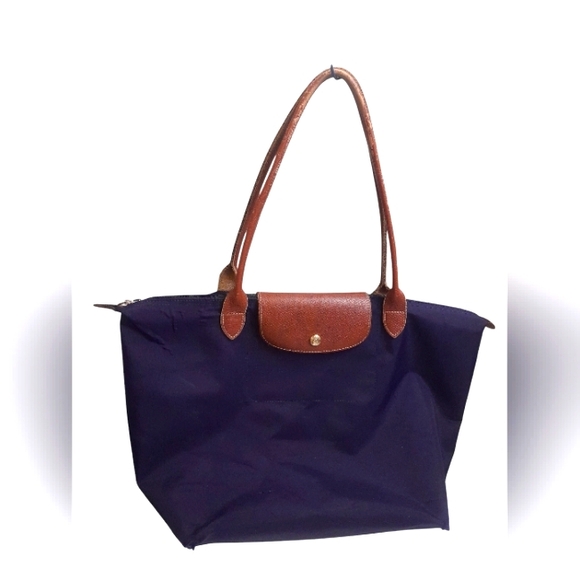 Longchamp | Bags | Longchamp Purple Large Tote Shoulder Bag Flaws ...